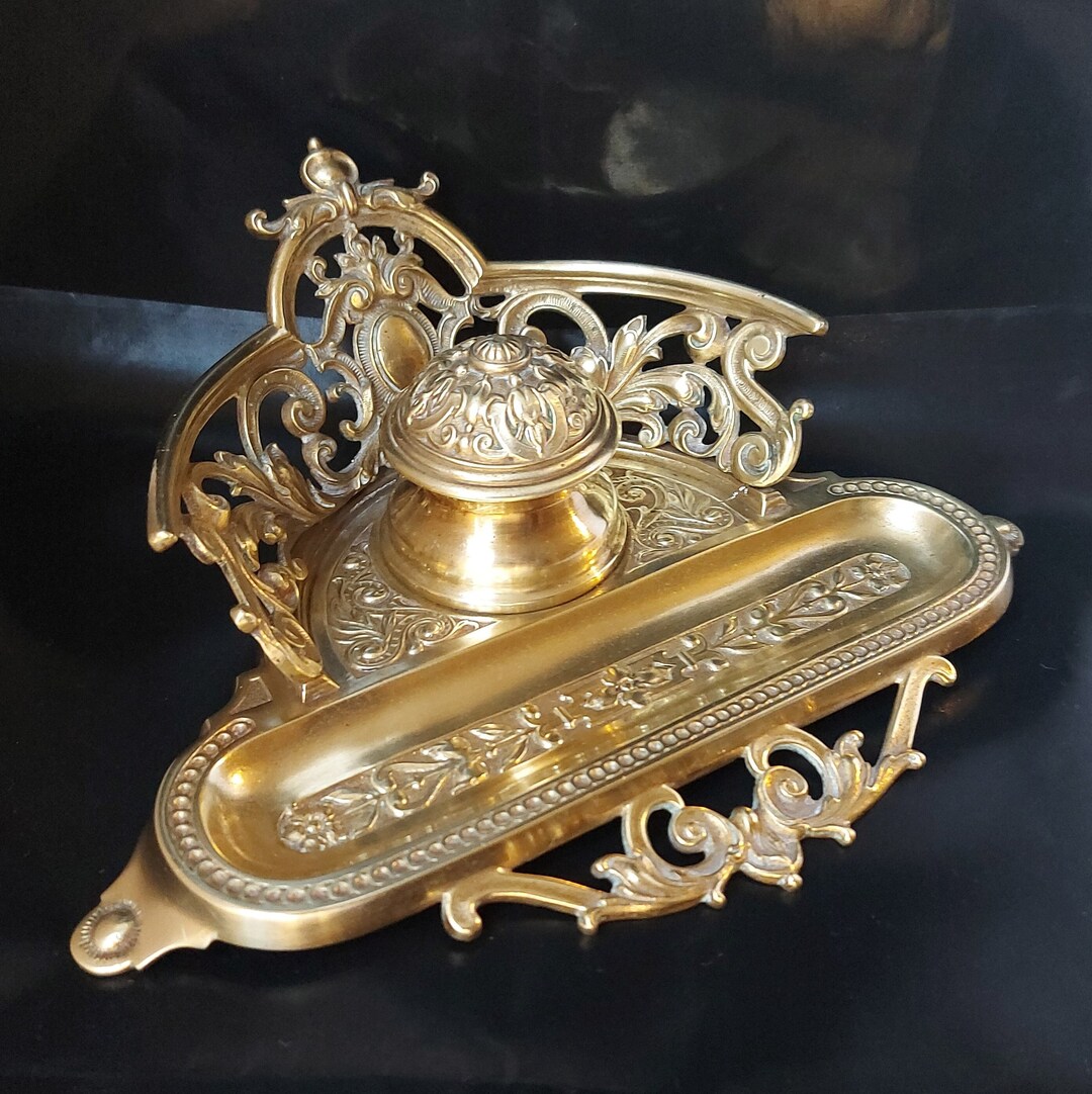 William Tonks & Sons Cast Brass Victorian Art Nouveau Desk Companion ...