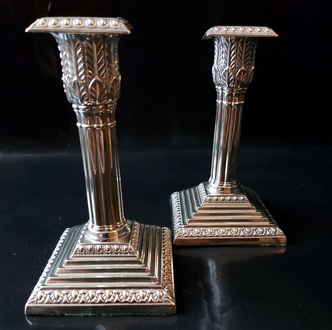 Victorian Silver Plated Stepped Plinth; Column, and Acanthus Sconce ...
