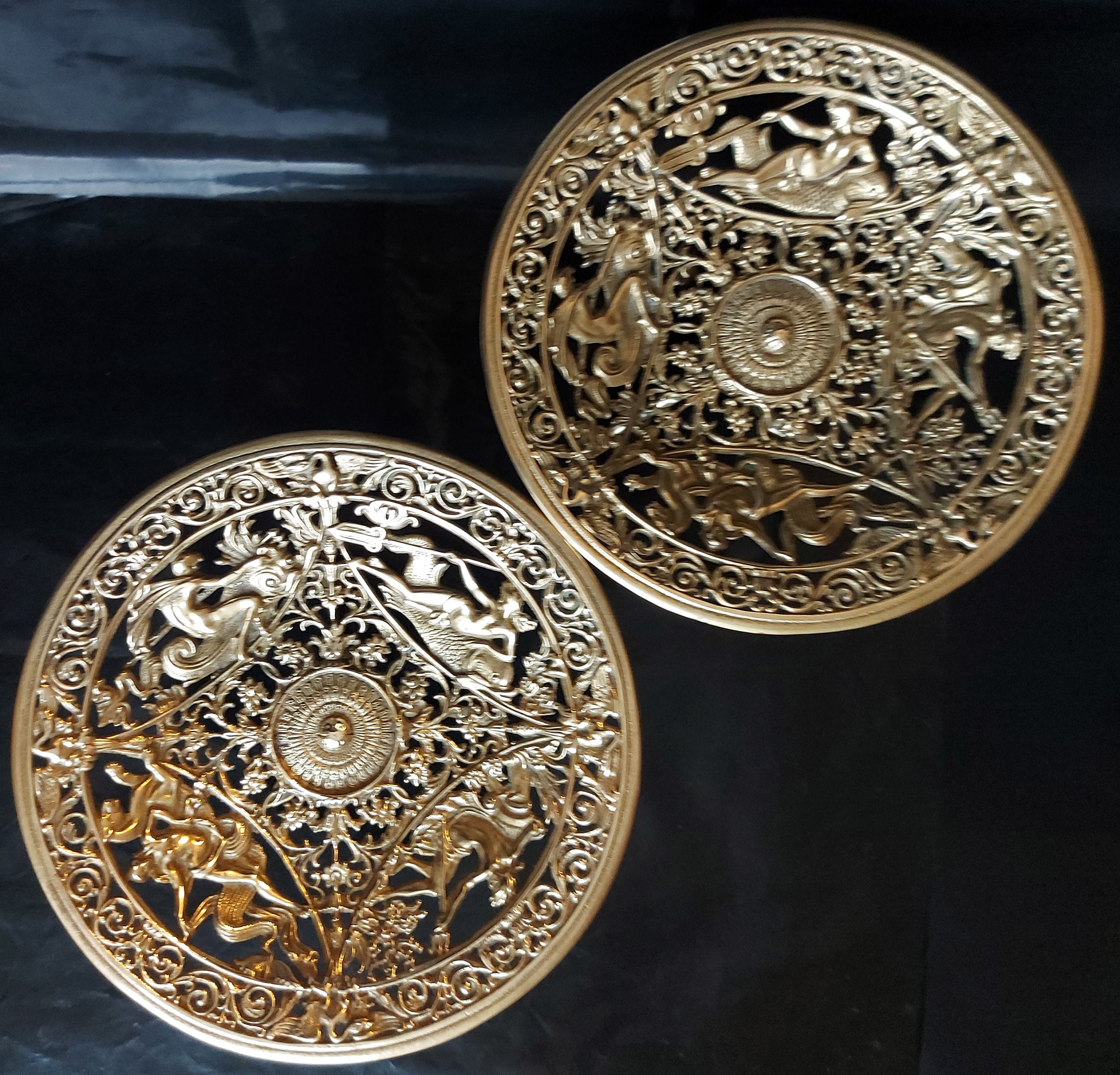 Victorian Coalbrookdale Style Cast Brass Matched Pair of Tazzas, Dishes ...
