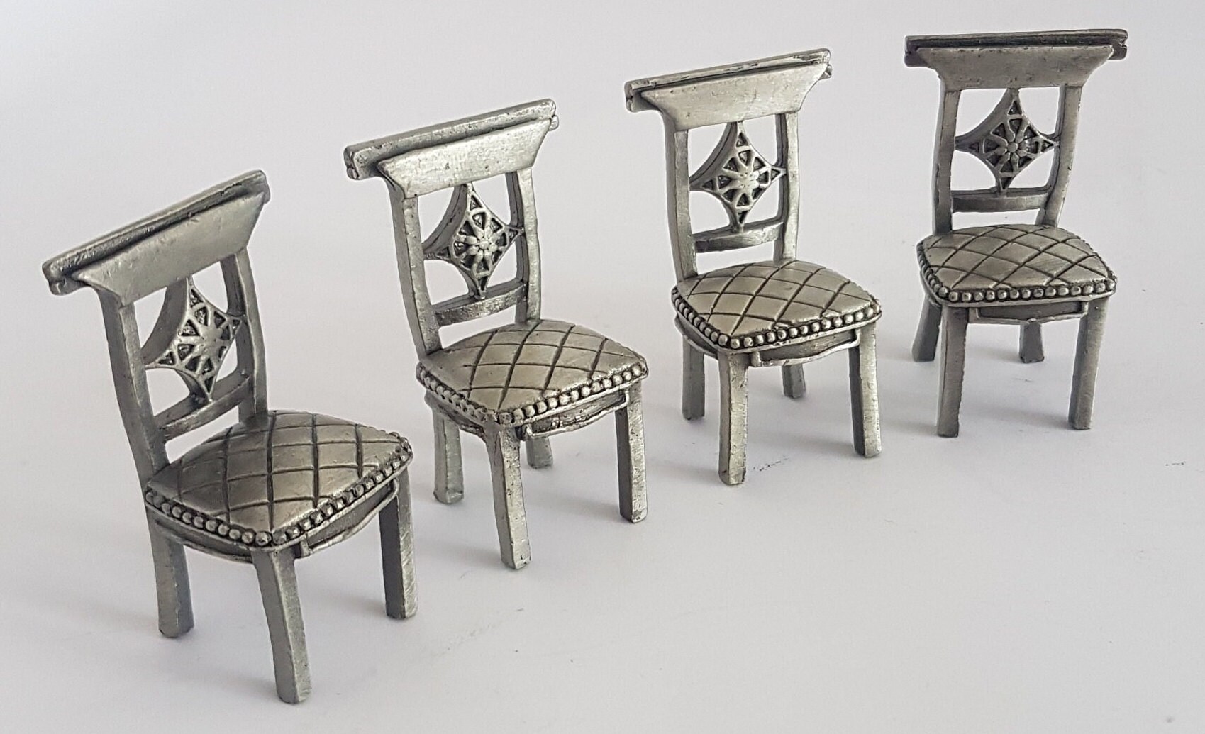 Miniature Pewter Square Backed Chair Place Name Holders, or Dolls House ...