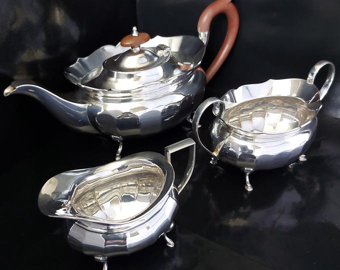 Adolph Scott Limited, 1920's Three Piece Silver Plated Panelled & Hoof ...