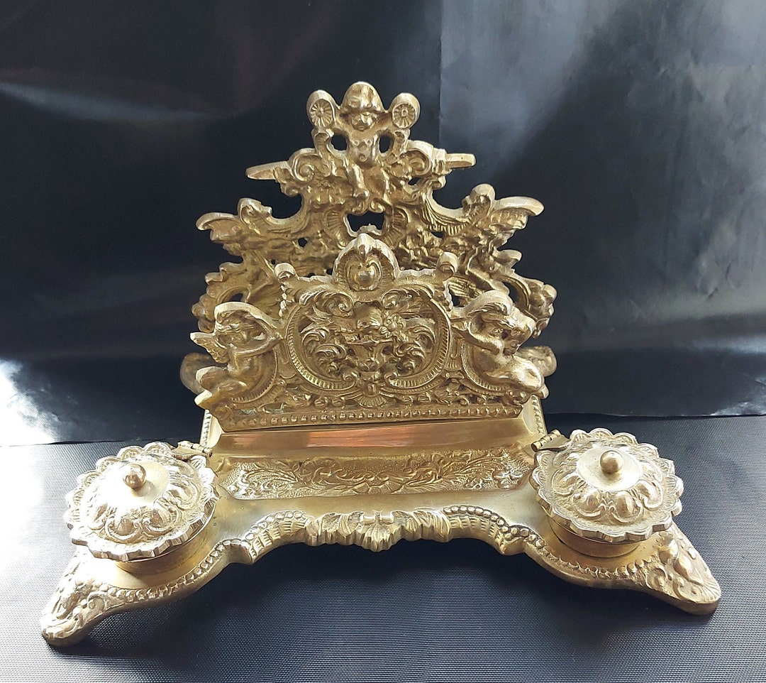 Baroque Rococo Cast Brass Desk Stand, Centrepiece, With Large Letter ...