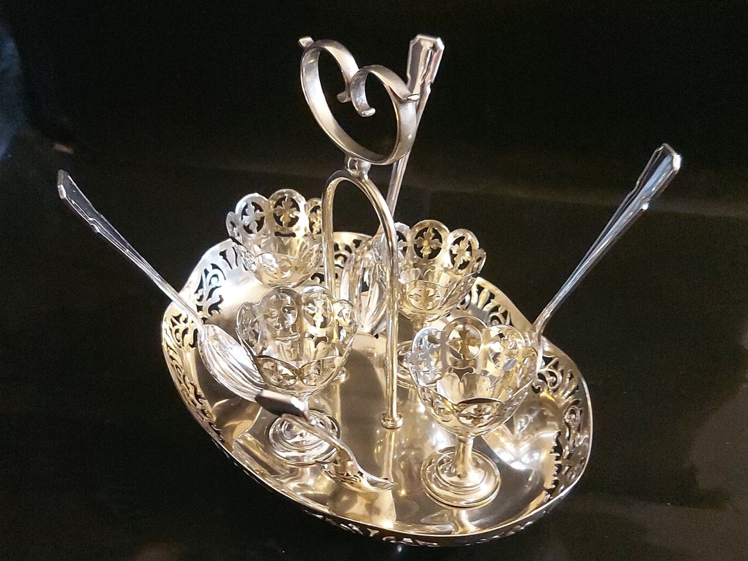 Austin & Dodson 1445, Edwardian Four Sitting Pierced Silver Plated Egg ...