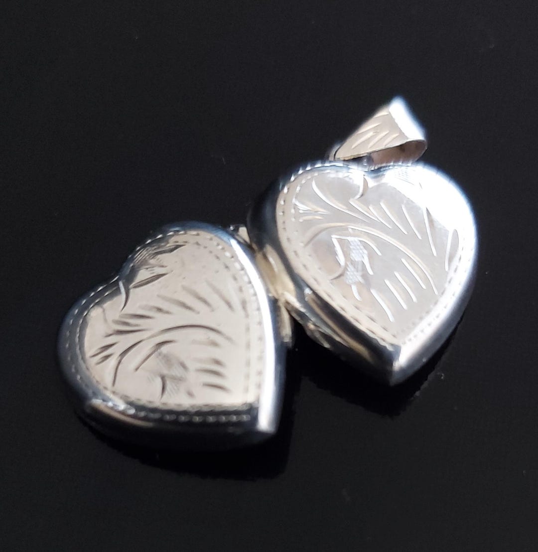 IBB Sterling Silver Love Heart Pendent Locket With Chased Silver ...