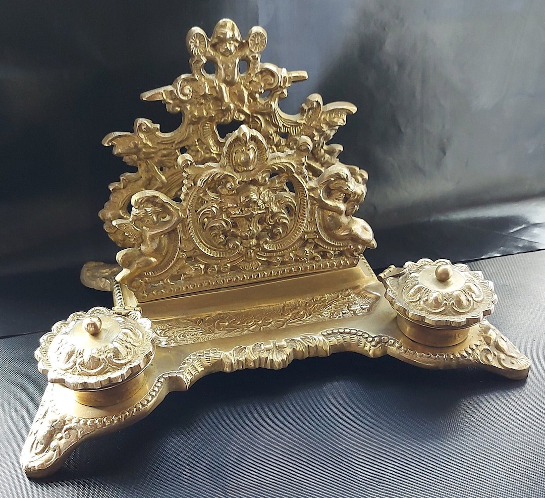 Baroque Rococo Cast Brass Desk Stand, Centrepiece, With Large Letter ...