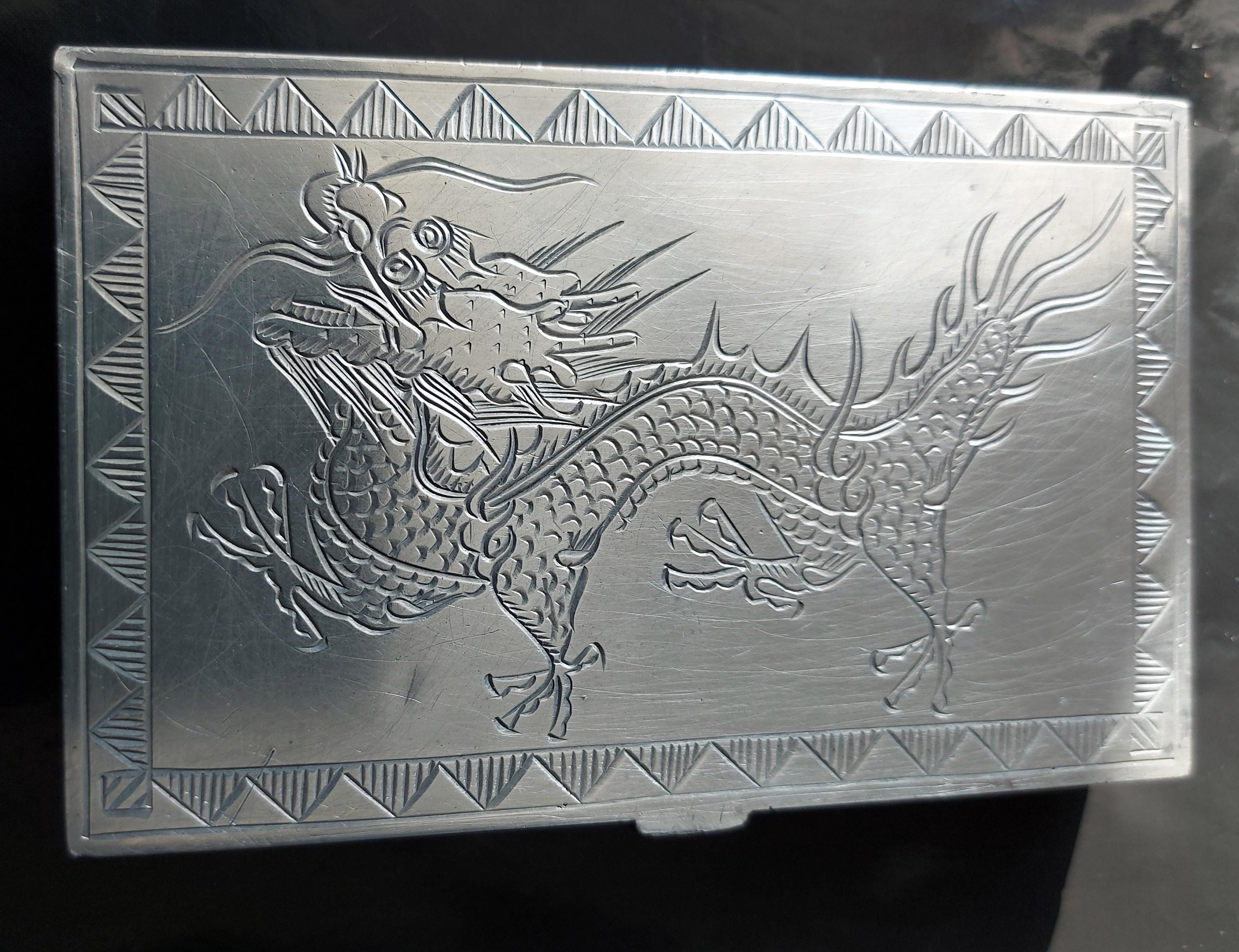 Yee Kee Swatow Pewter Dragon Inlay Cigarette Box - C.1920. - Etsy