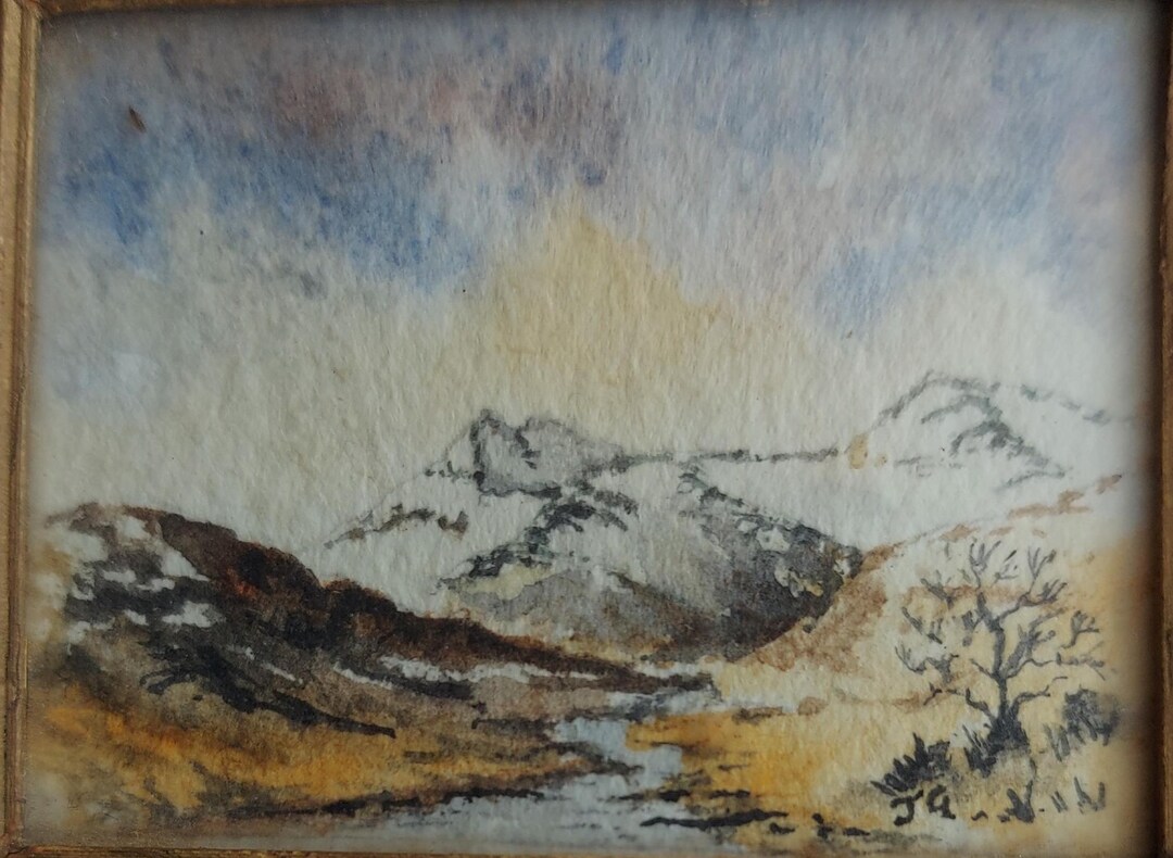 Janet Gale Signed Original Watercolour Miniature of "beinn Fhada ...