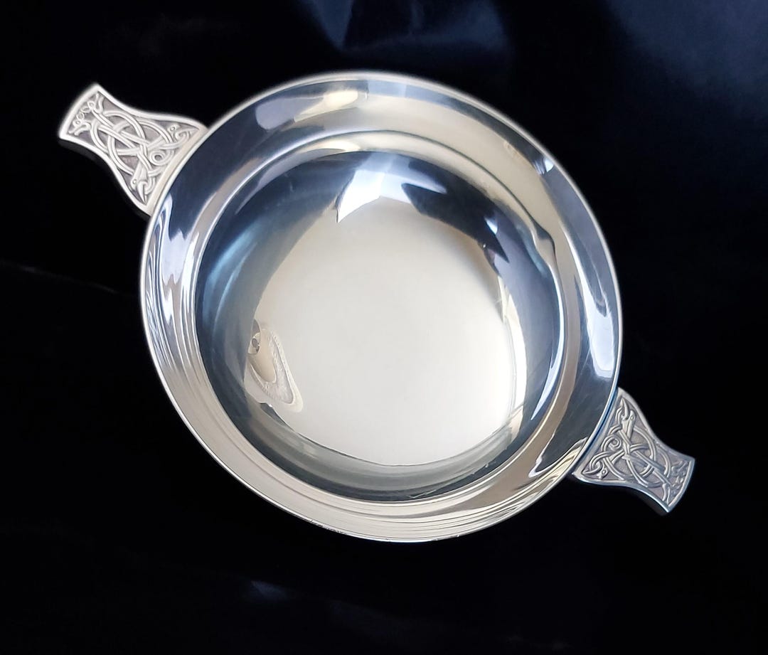 Ortak Silver Plated Quaich With Celtic Banding Handles - Scotland's Cup ...