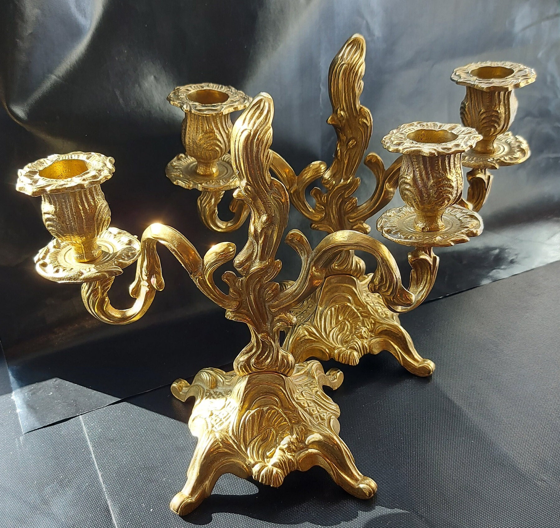 Baroque Rococo Cast Brass Matched Pair of Candledsticks - Etsy UK