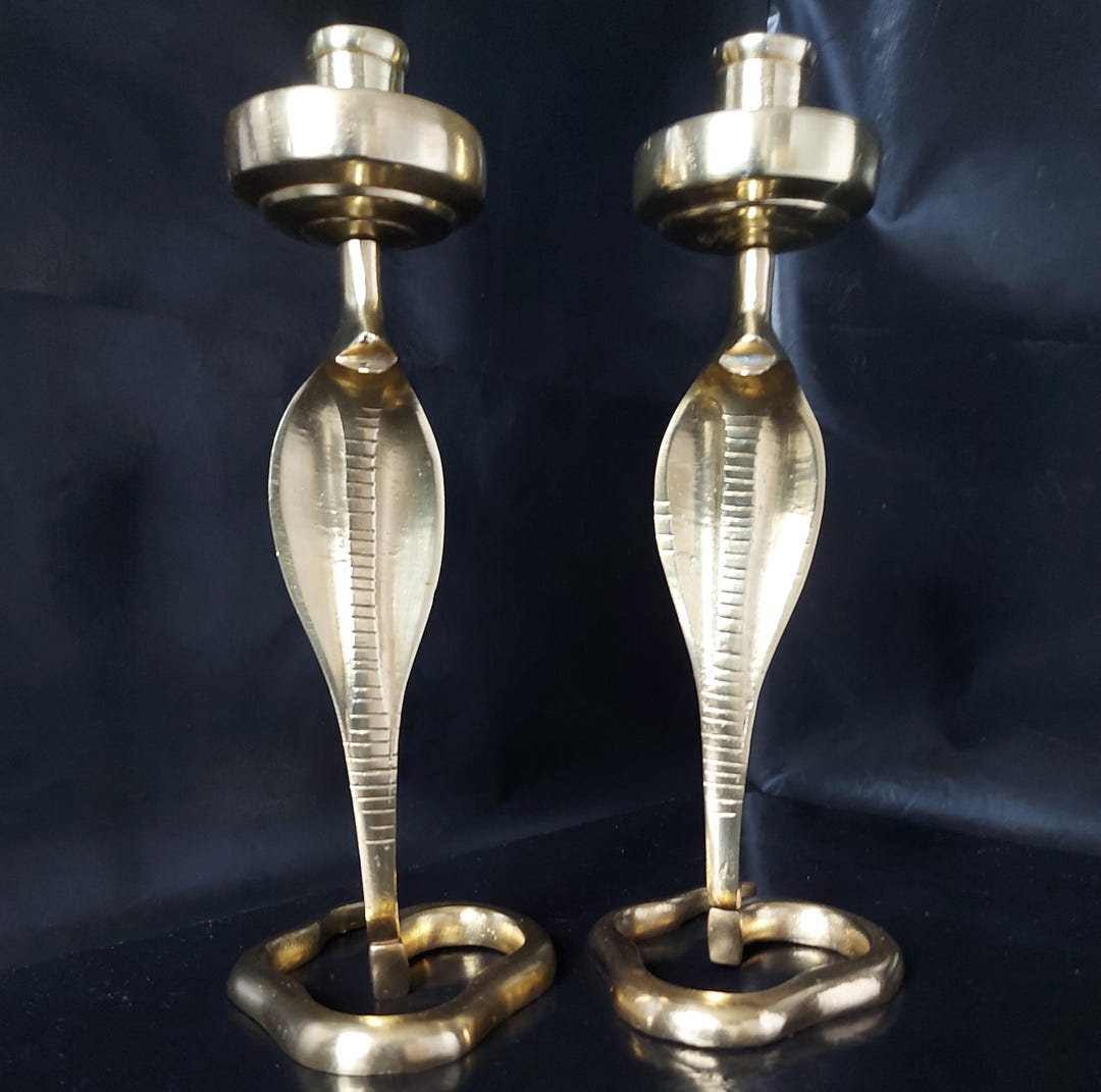 Rare Set of Art Deco Matched Pair of Large Heavy Brass Cobra ...