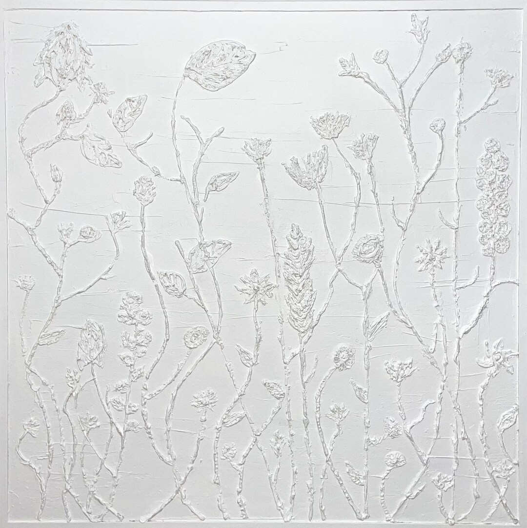 Modern Chic Textured Floral Plaster Wall Art White - Etsy