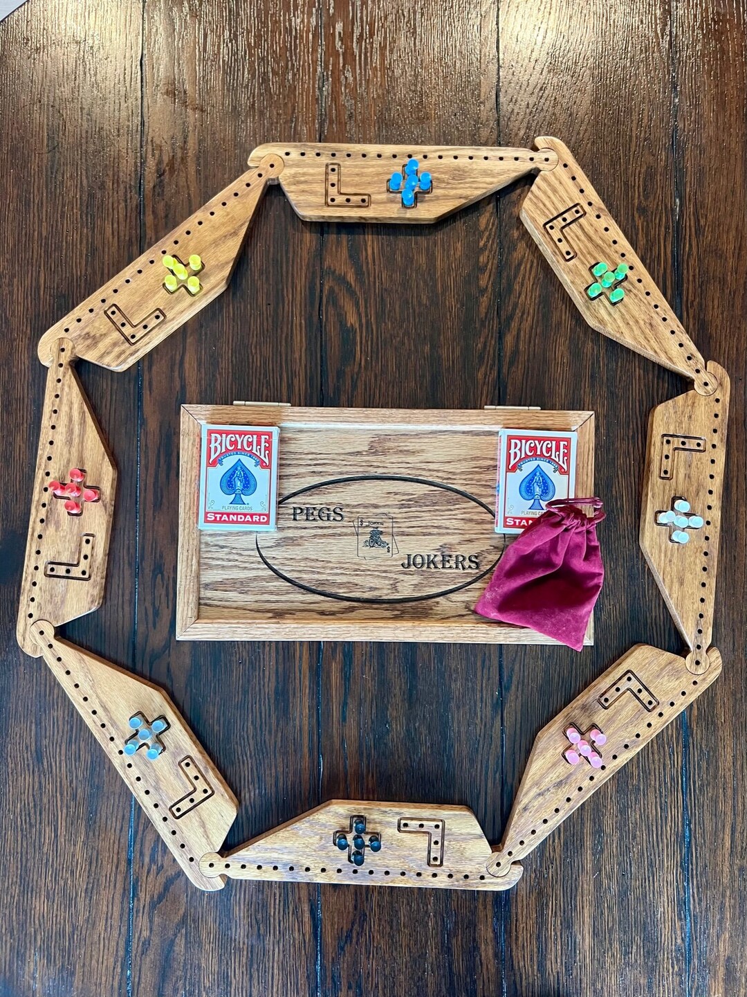 Pegs and Jokers Solid Wood Board Game - Etsy