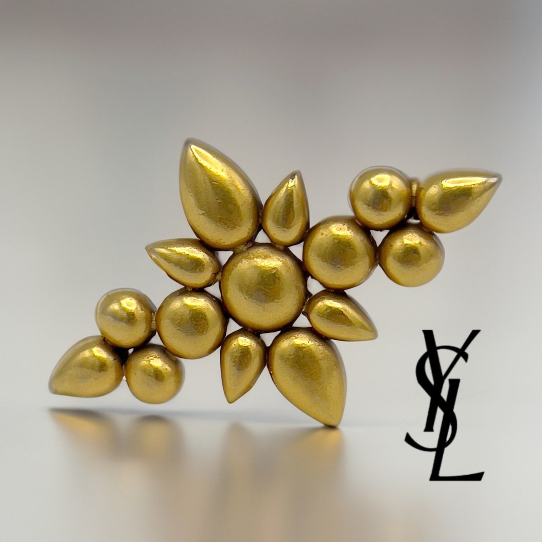 Stunning Vintage YSL Brooch in Matte Gold Perfect Gift for - Etsy