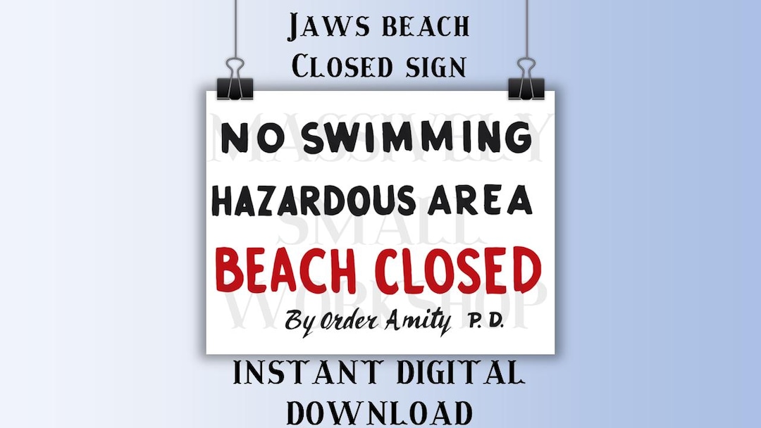 Jaws Prop Replica Sign: Beach Closed (digital Download PNG) - Etsy