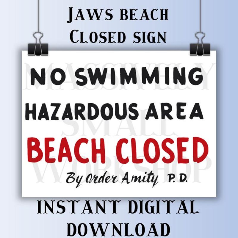 Jaws Signs Downloads - Etsy