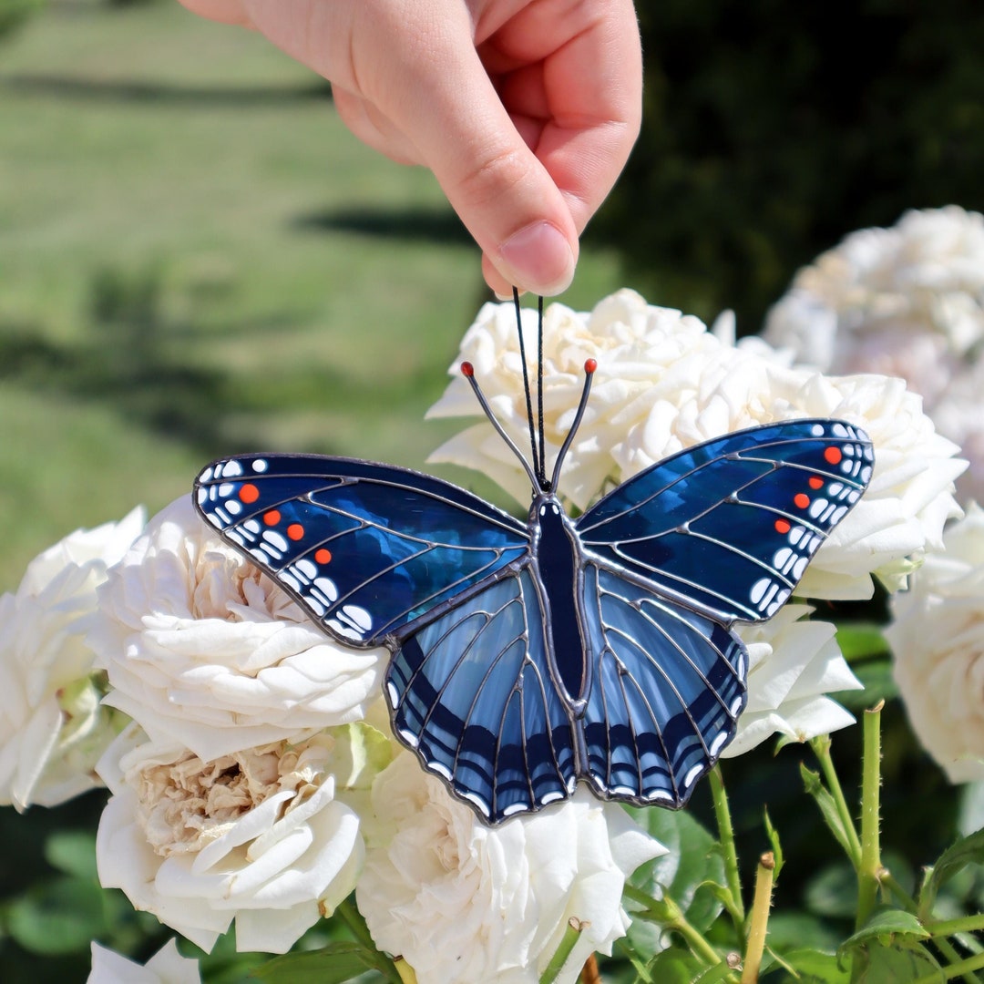 Red-spotted Purple Butterfly Suncatcher, Stained Glass Window Hanging ...
