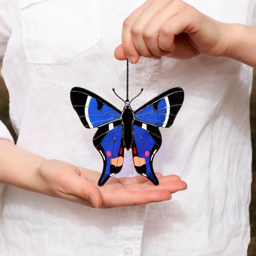 Rhetus Periander Butterfly Suncatcher, Stained Glass Window Hangings ...