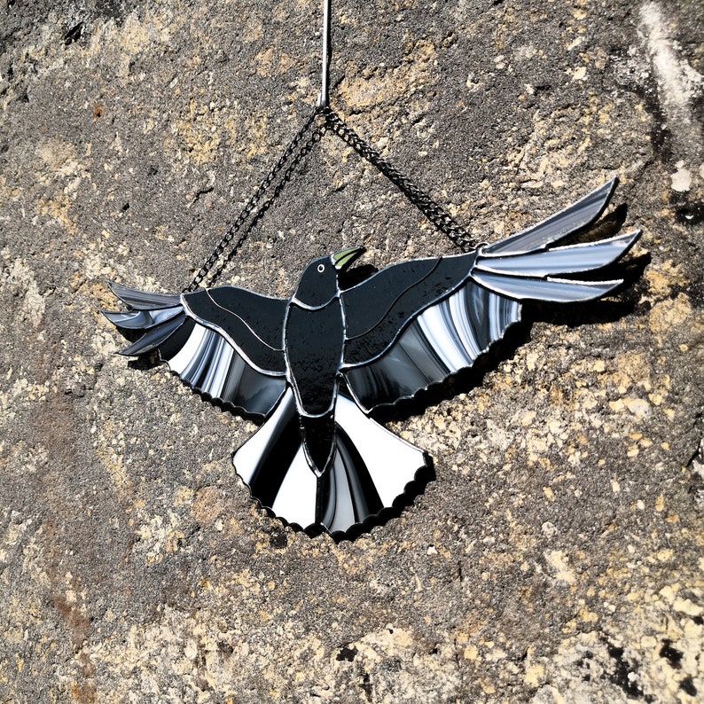 Raven Art Suncatcher Stained Glass Window Hangings Halloween Gifts ...