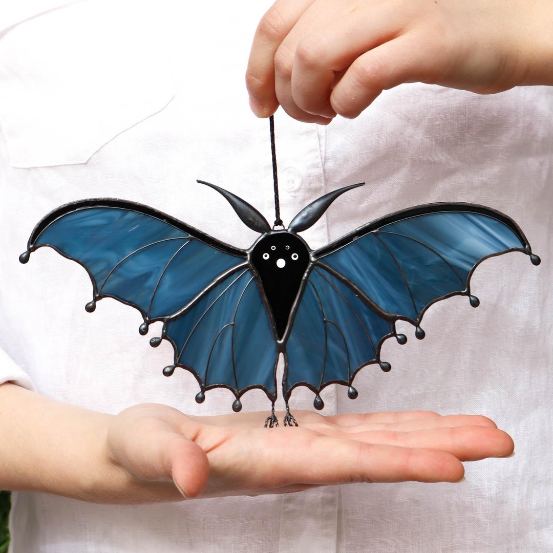 Bat Suncatcher, Stained Glass Window Hangings, Halloween Home Decor ...