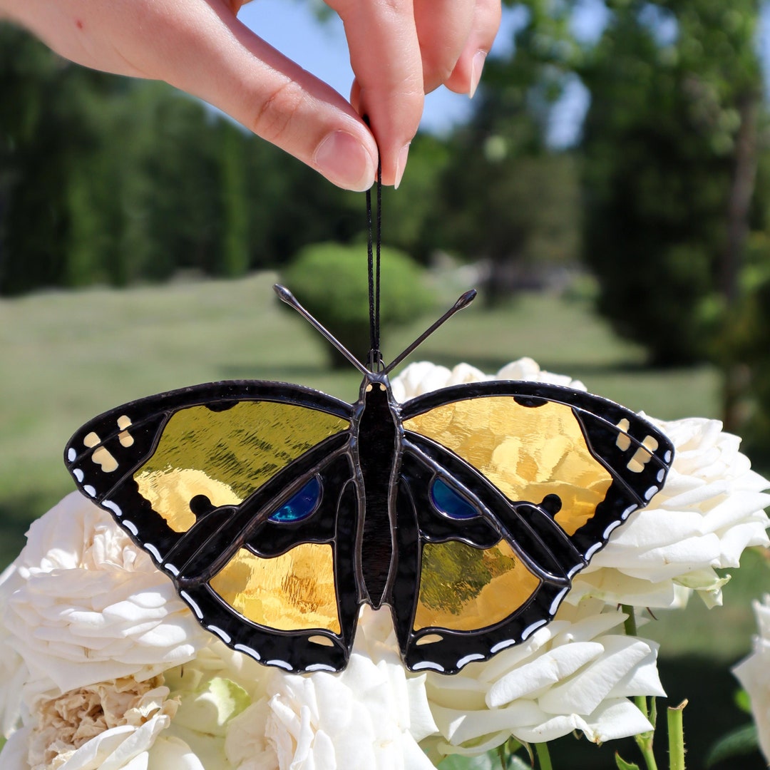 Yellow Pansy Butterfly Suncatcher, Stained Glass Window Hangings ...
