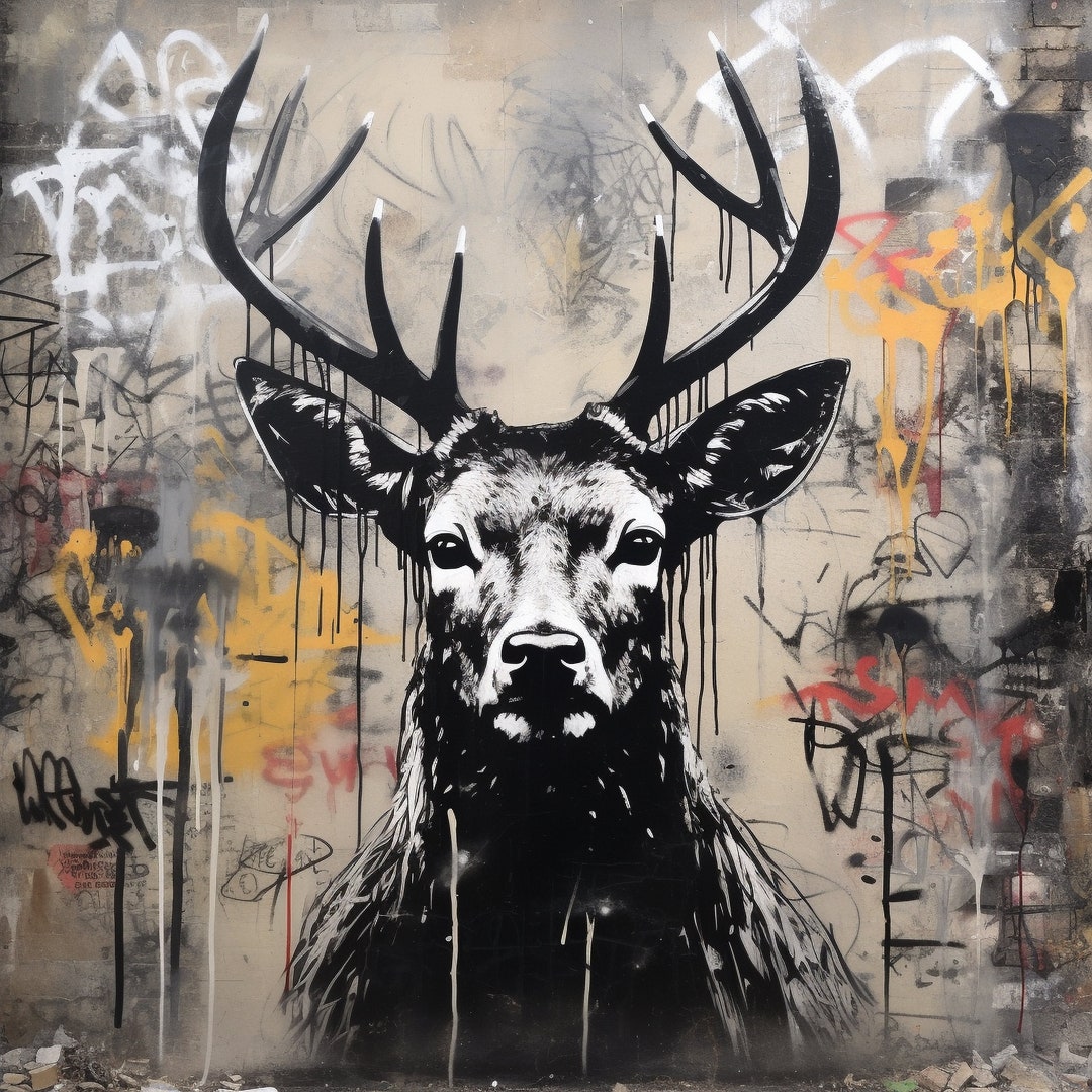 Not a Stag Graffiti-style Urban Icon Spray Painting of a Stag - Etsy