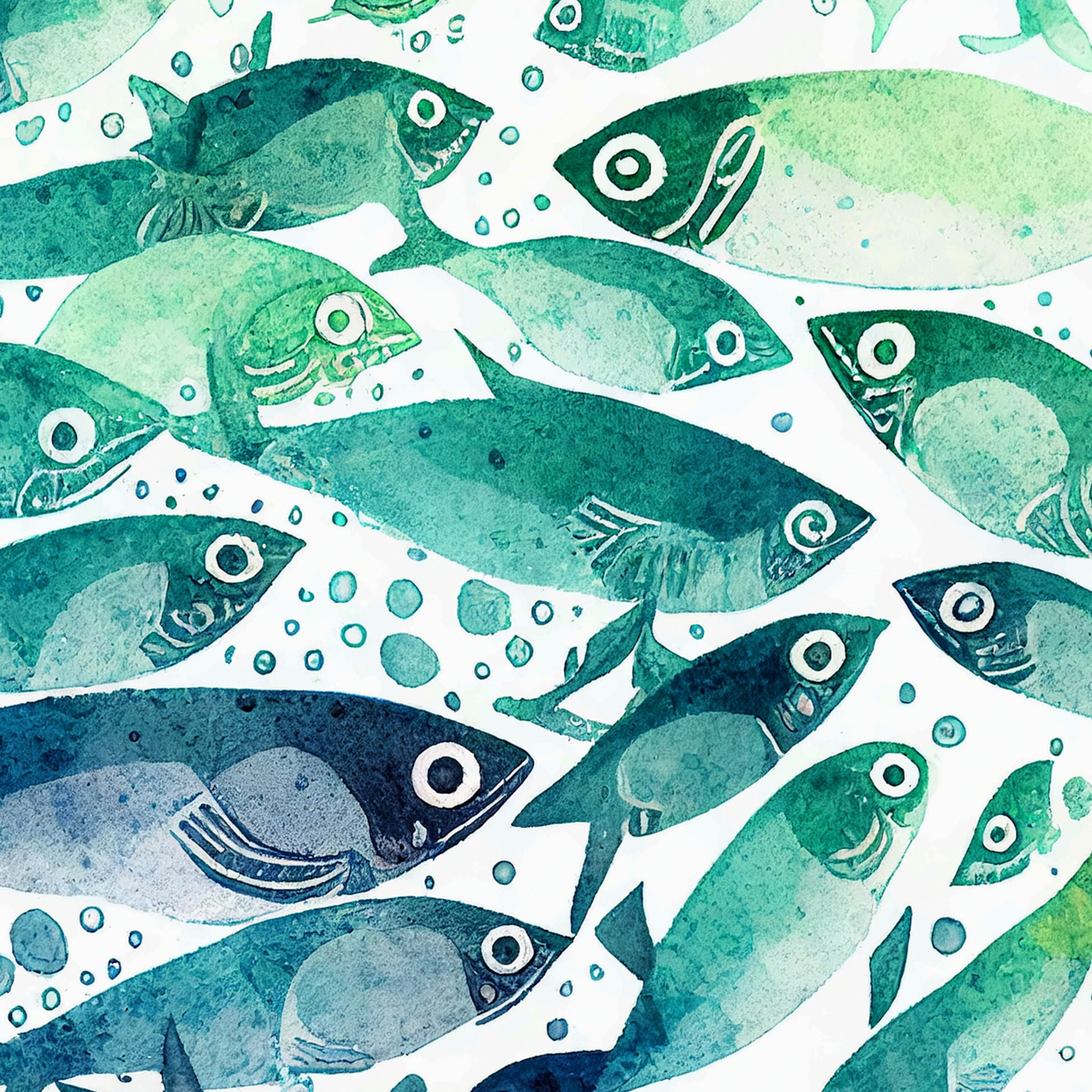 Watercolour Fish Painting Illustrations Abstract School of - Etsy