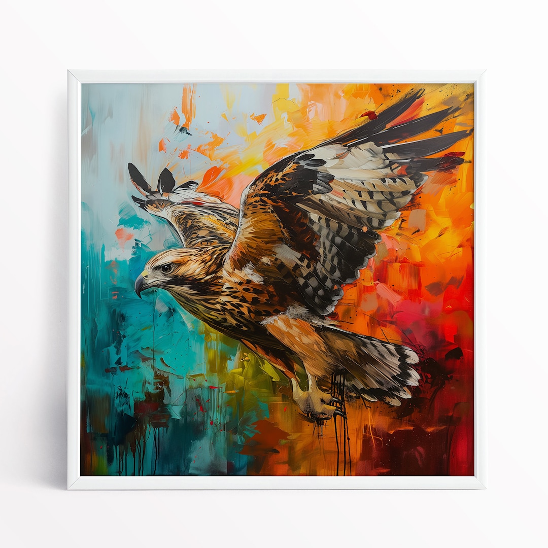 Buzzard Painting Fine Art Print of A Buzzard in Flight Extra Large Fine ...