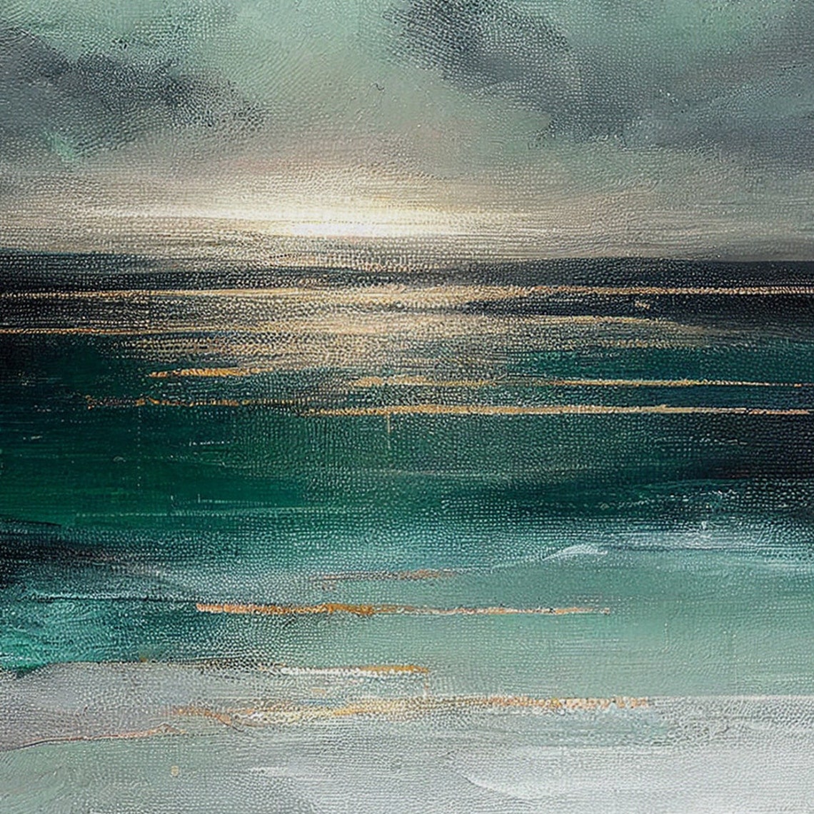 Abstract Seascape Painting, Contemporary Painting of a Stormy Sea ...
