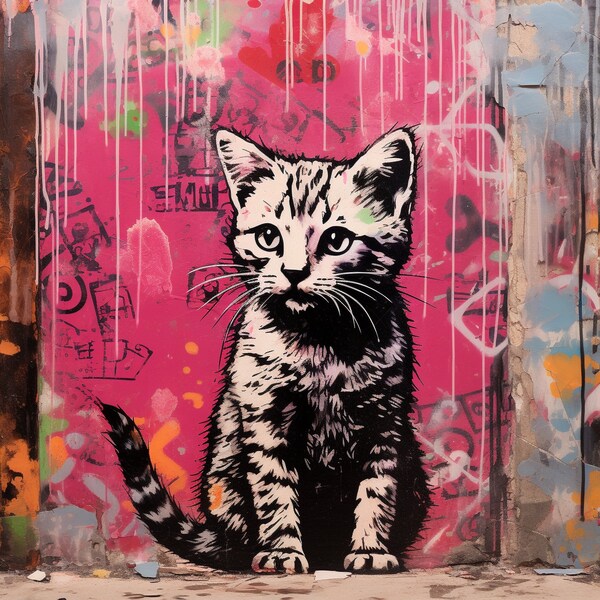 Cat Graffiti Canvas - Etsy