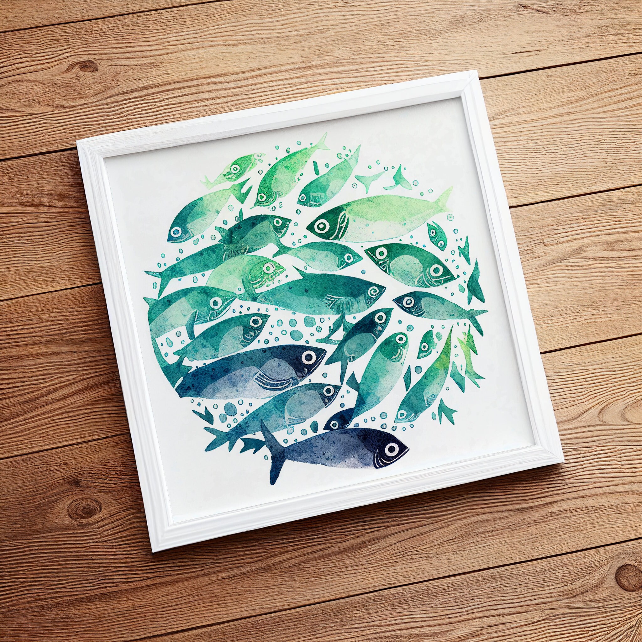 Watercolour Fish Painting Illustrations Abstract School of - Etsy