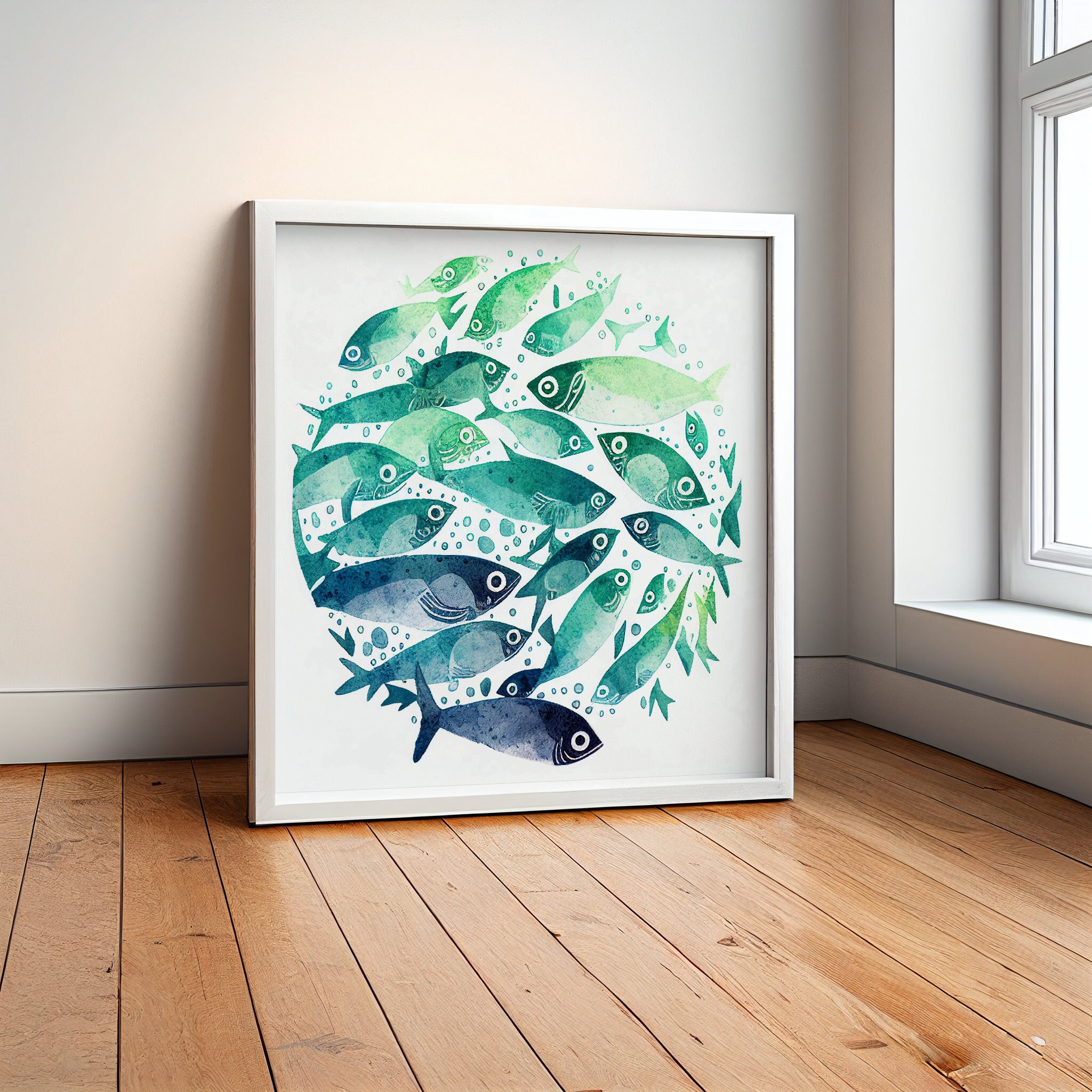 Watercolour Fish Painting Illustrations Abstract School of - Etsy
