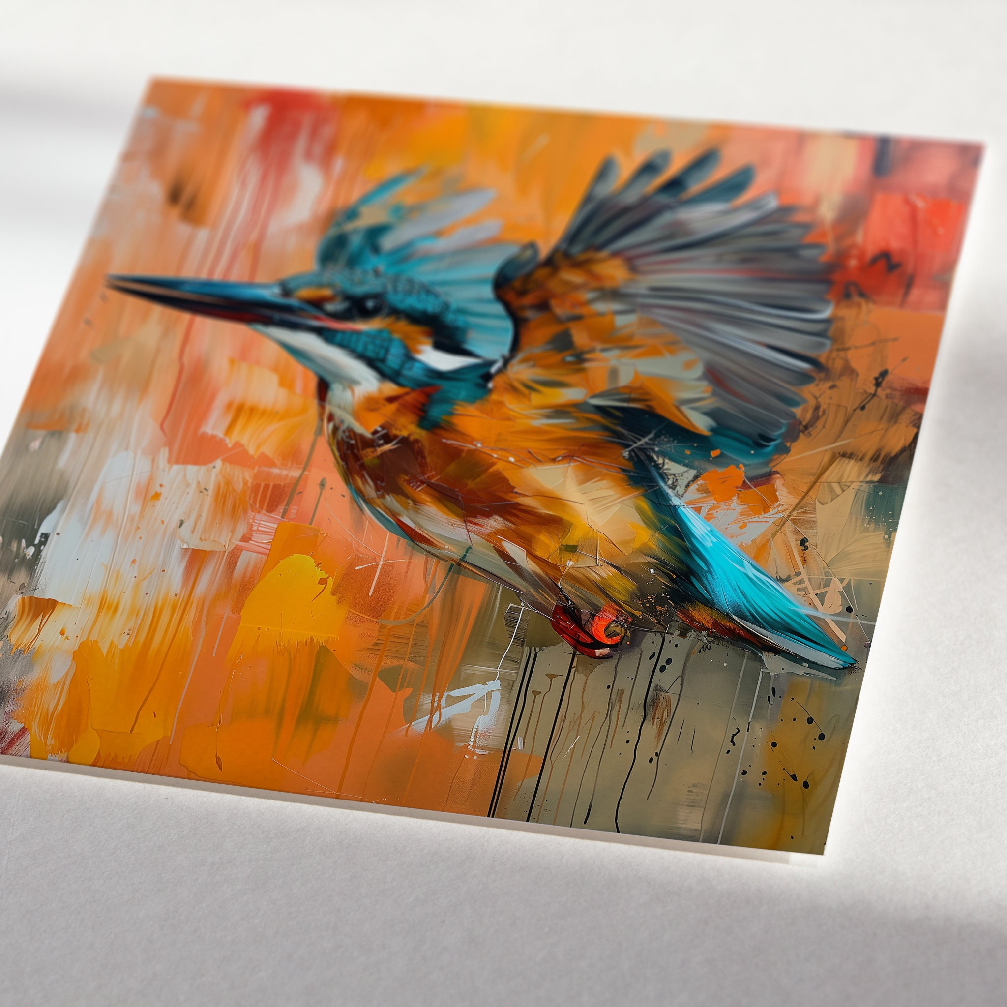 Kingfisher in Flight Fine Art Print Graffiti Style Extra Large Fine Art ...