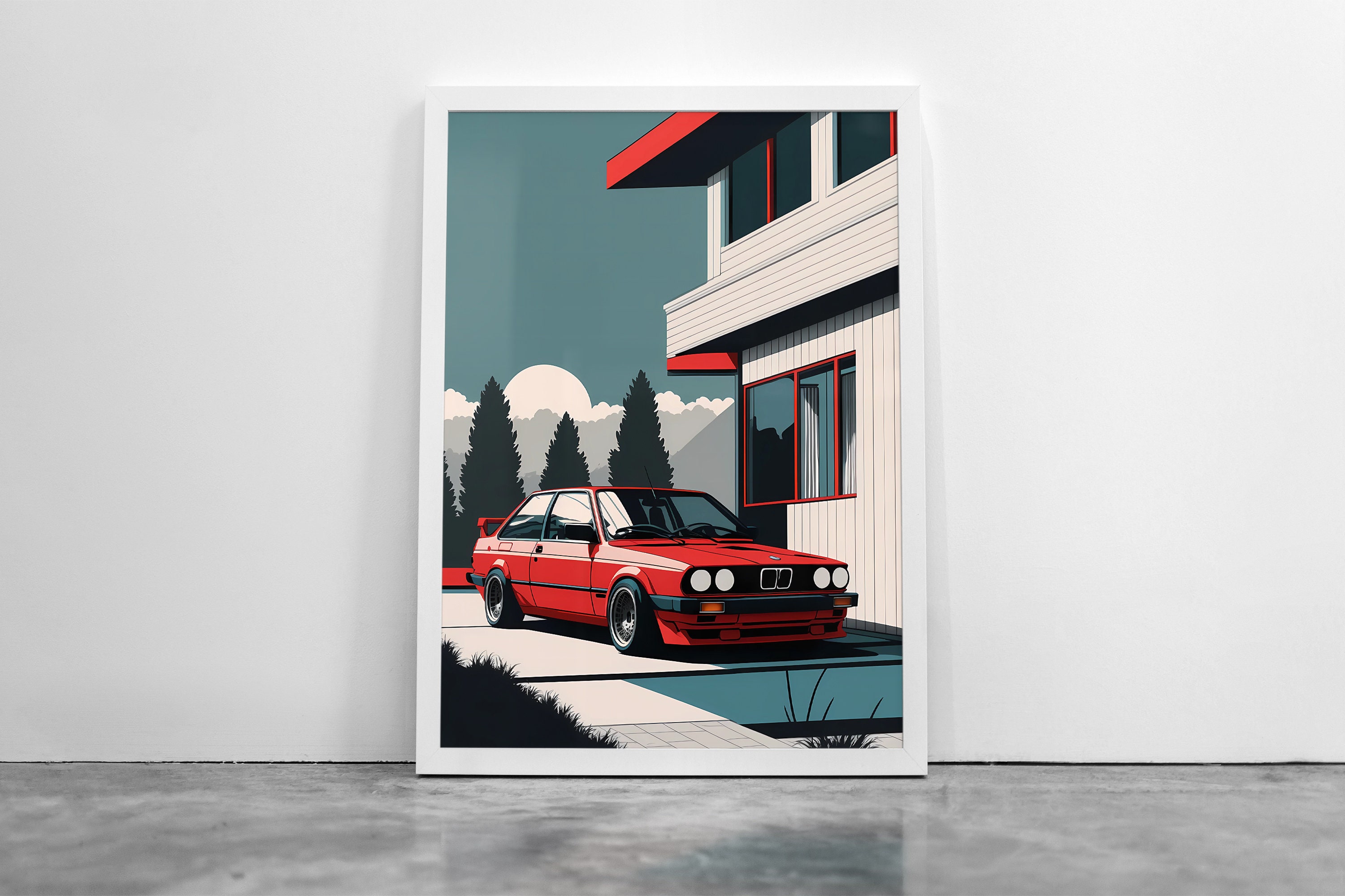 BMW E30 Dreaming - BMW E30 Manga Anime Poster Car Print, Retro, Modern ...