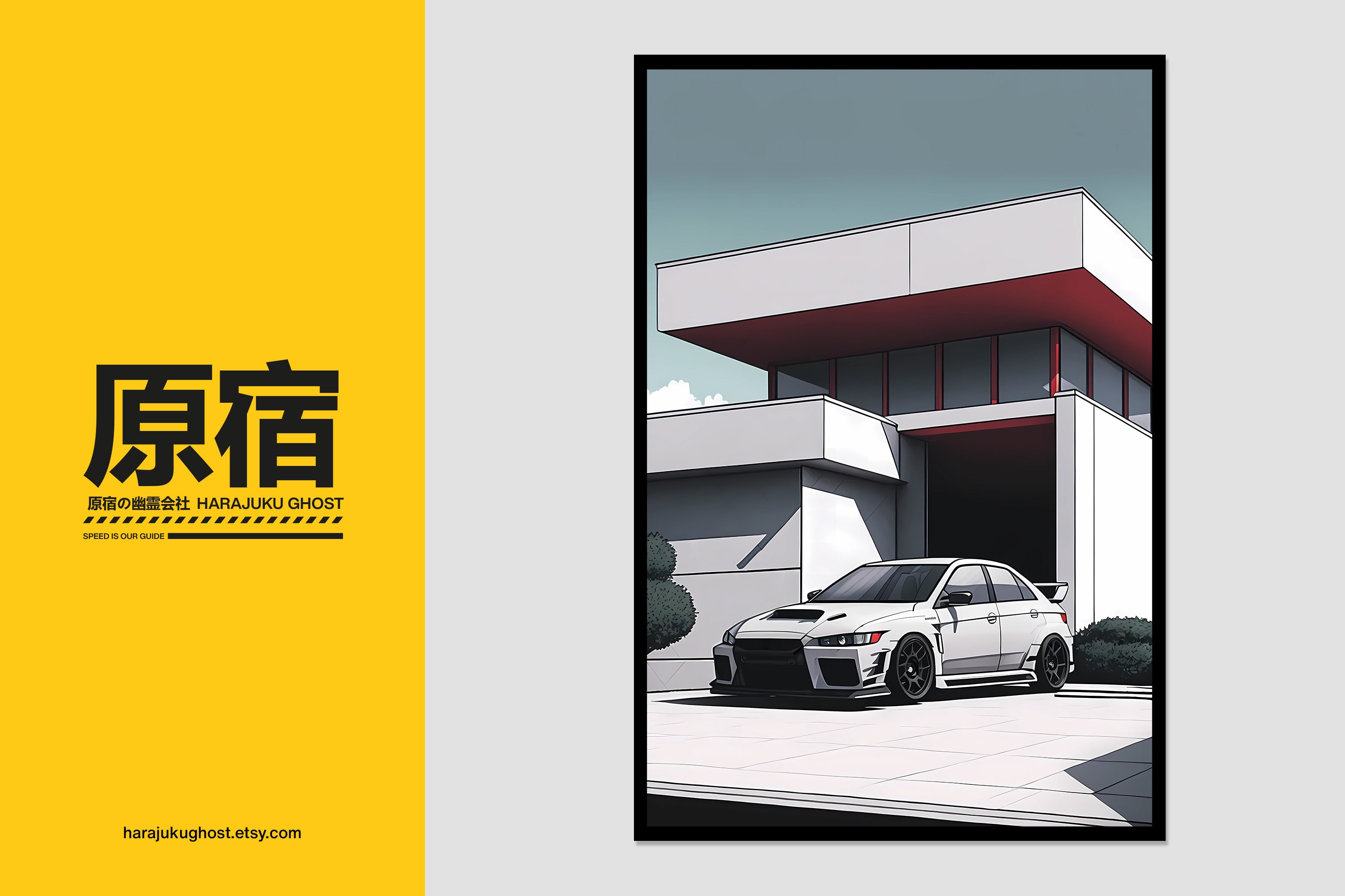 Mitsubishi Lancer Evolution - Manga Anime Poster Car Print, Retro ...