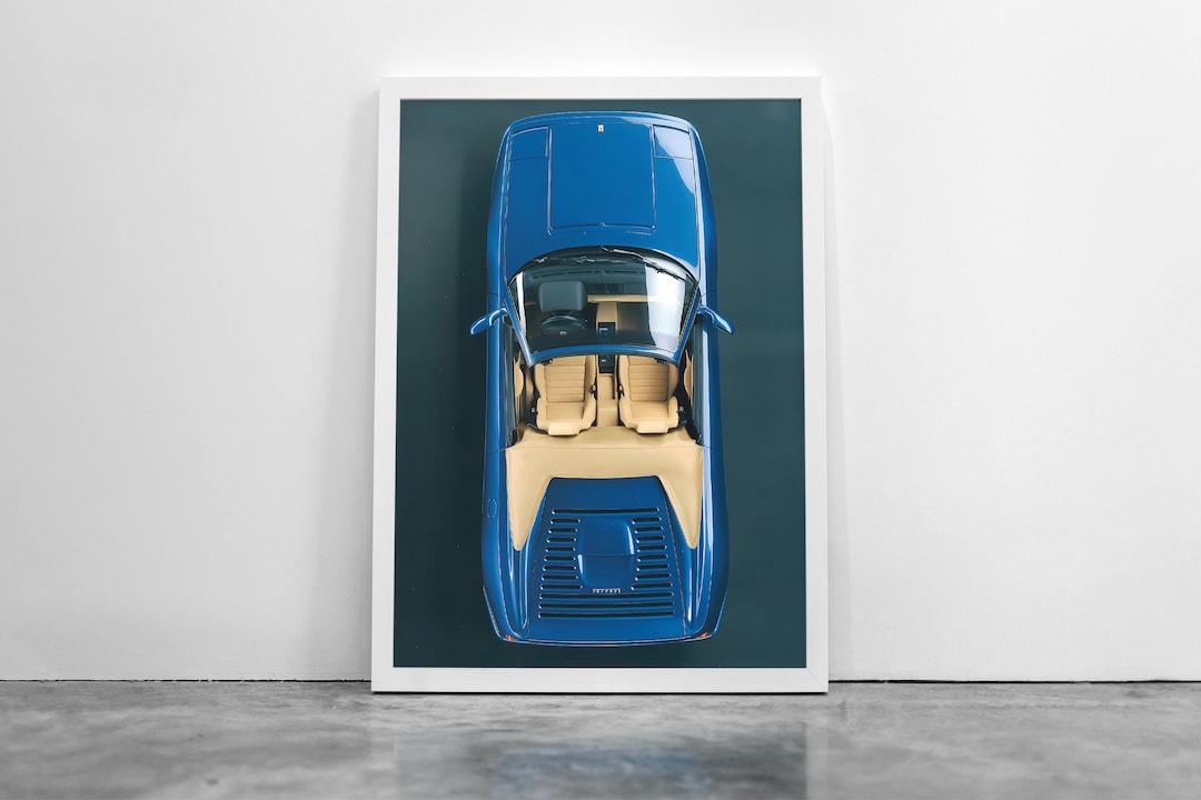 Ferrari F355 Blue - Poster Car Print, Retro, Modern Classic, Supercar ...