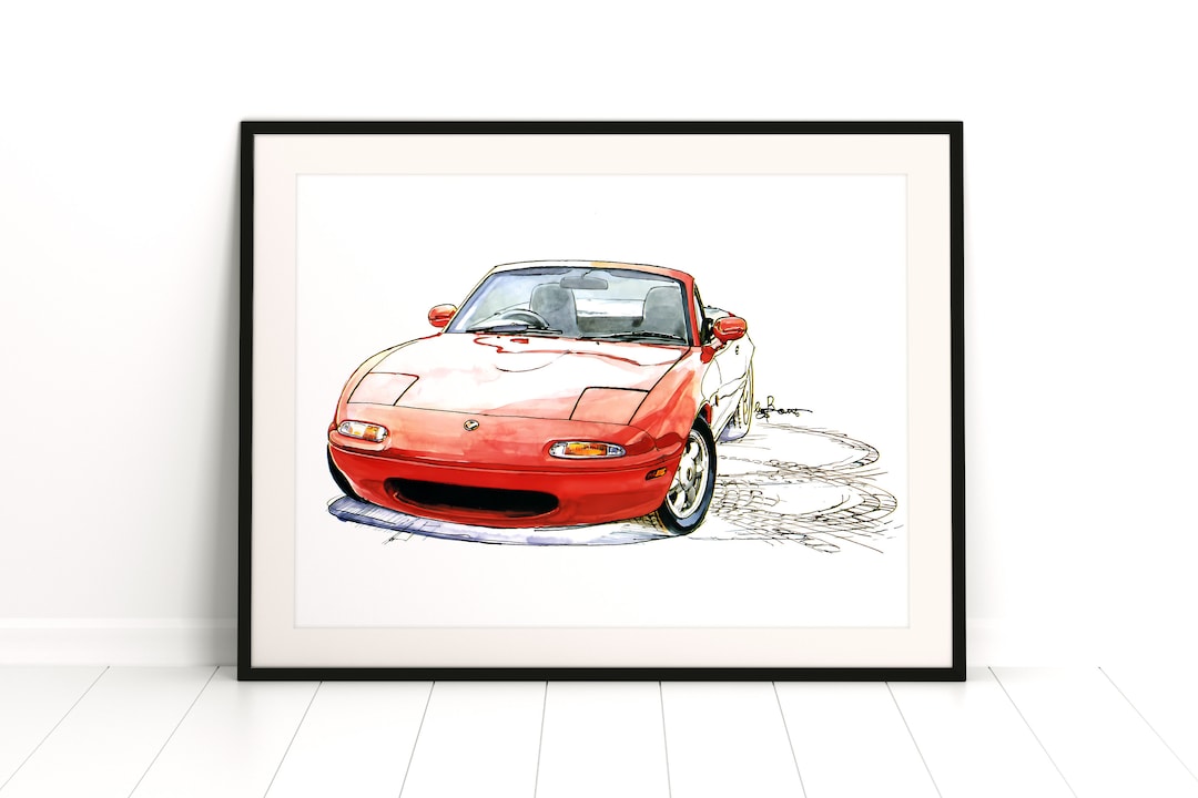 Mazda MX-5 Miata Car Print Wall Art for Kids Boys Room, Japan Car, JDM ...