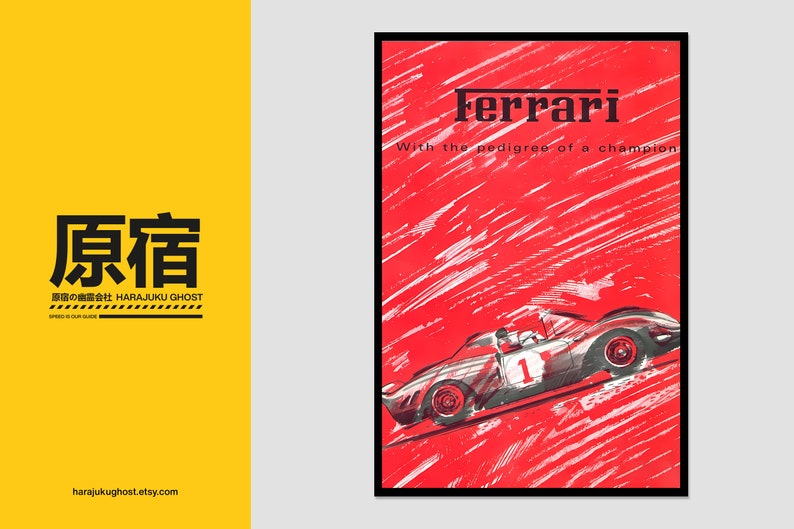 Ferrari Poster / Classic Ferrari Art / Ferrari Car Poster / Ferrari ...