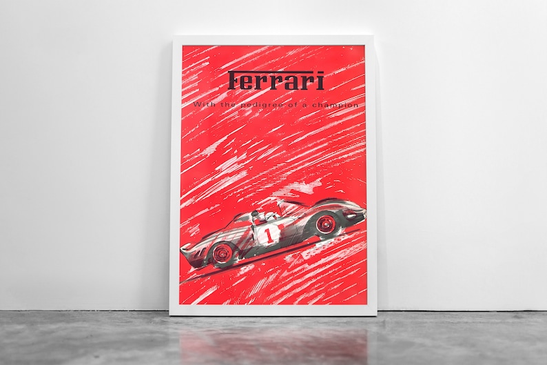 Ferrari Poster / Classic Ferrari Art / Ferrari Car Poster / Ferrari ...
