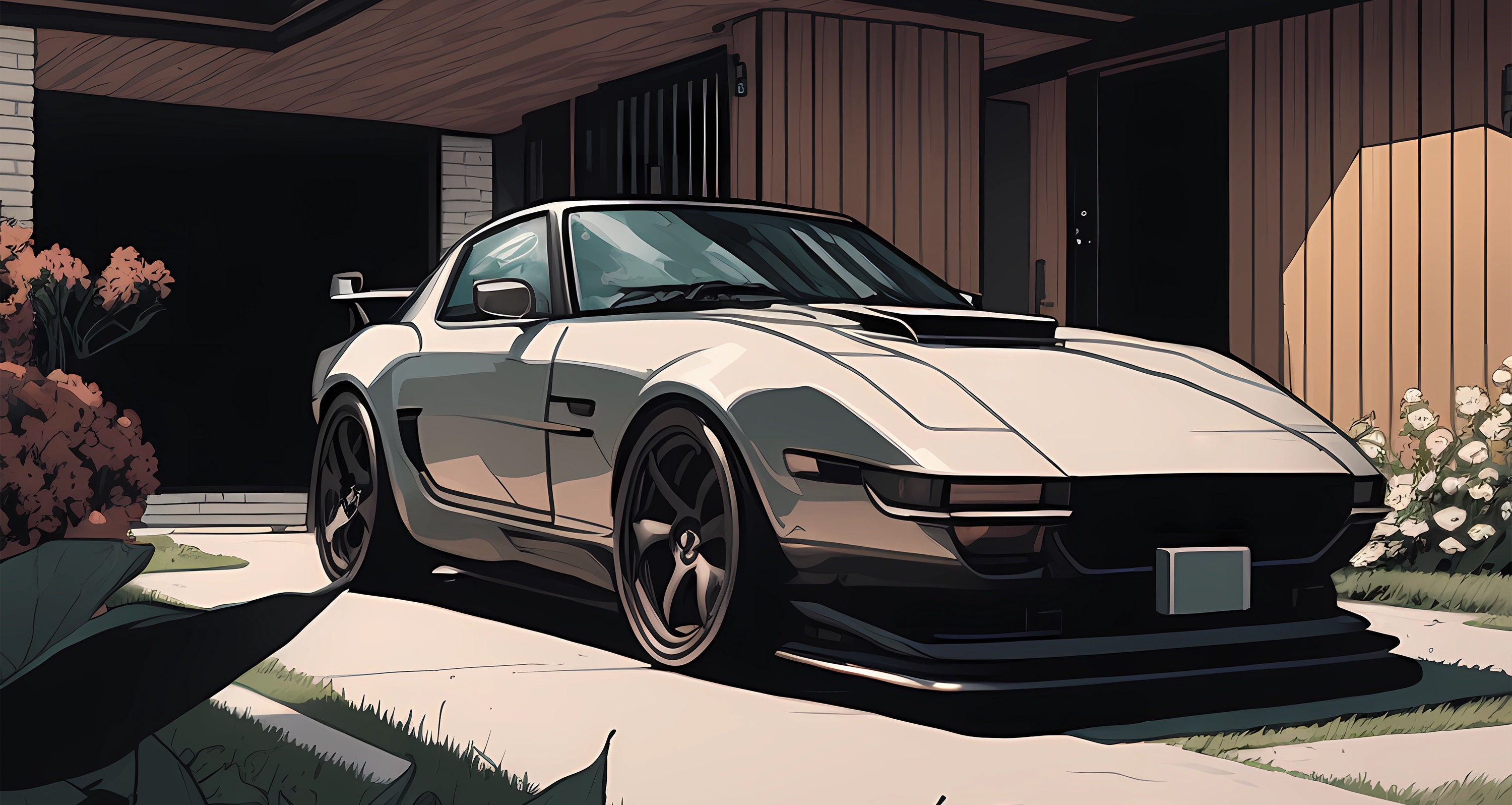Mazda RX7 - Car Illustration Print, Car Poster, Mazda Classic Car ...