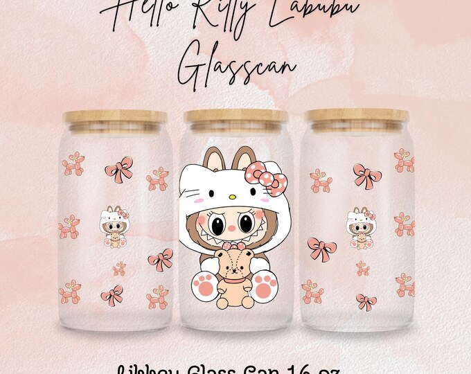 HK Dressed up Labubu Glass Cup, Frosted Libbey Can Glass, Kawaii ...