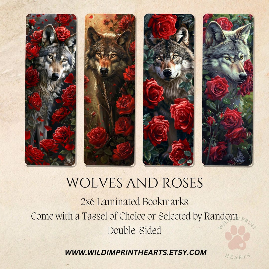 Wolves and Roses Laminated Bookmarks, Gothic Fantasy Art - Etsy