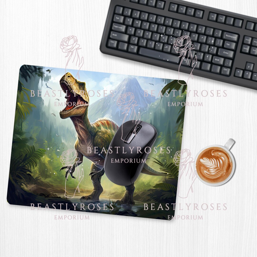 Roaring T-rex Dinosaur Mouse Pad – Jurassic Desk Mat, Prehistoric ...