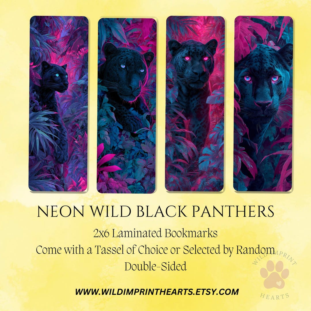 Neon Black Panther Laminated Bookmarks, Wildlife Art Reader Gift - Etsy
