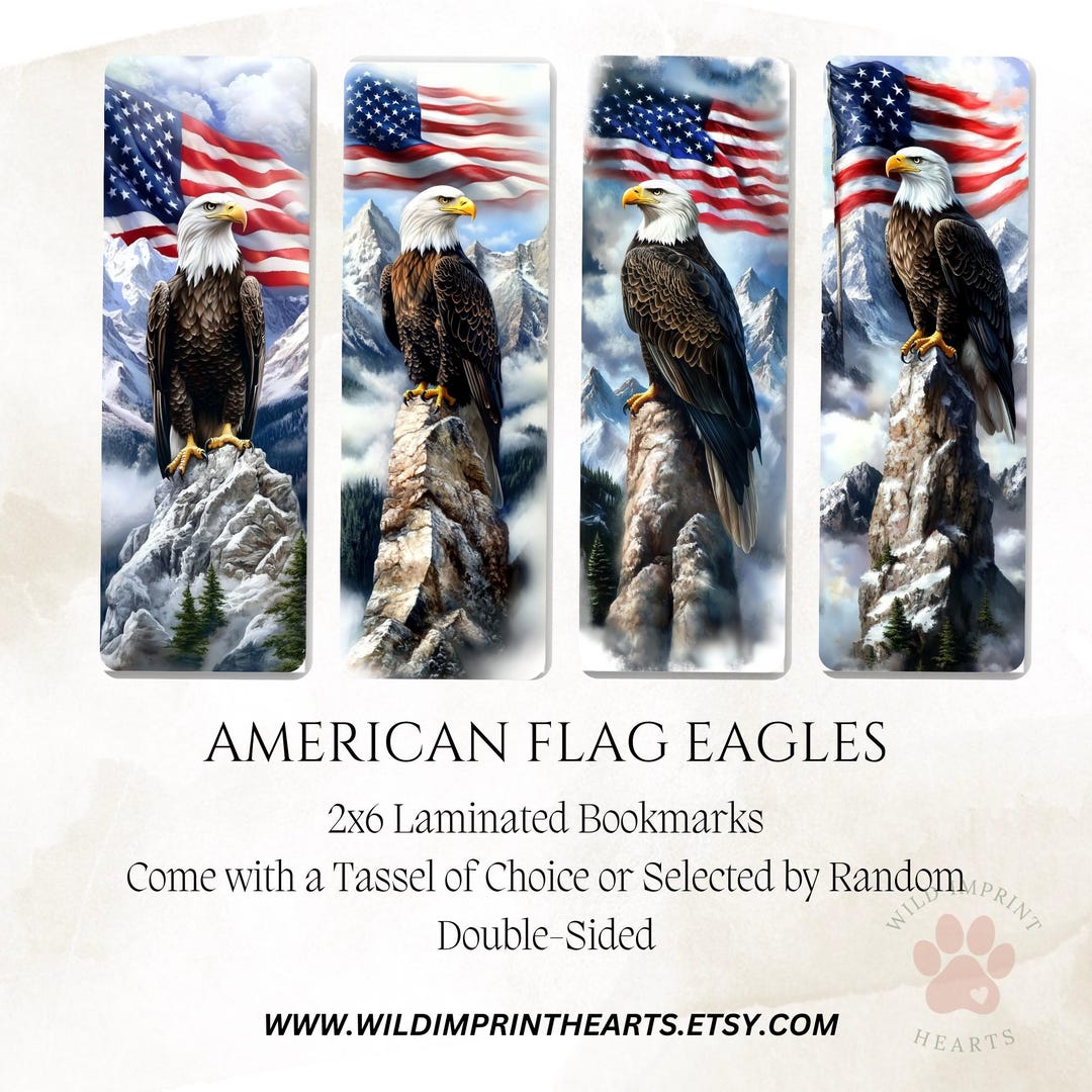 American Eagle Flag Bookmarks, Patriotic Laminated Bookmark, Optional ...