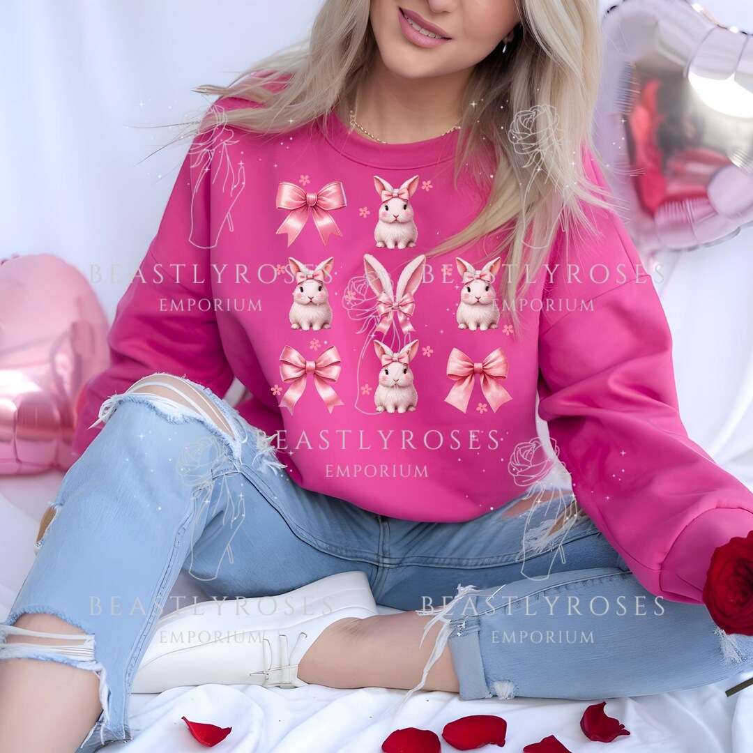 Bunny Coquette Digital Download, Cute Bunny Rabbits and Pink Coquette ...