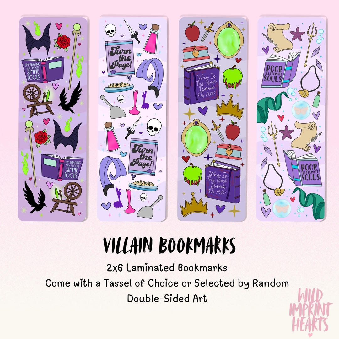 Dark Fairytale Villain Bookmarks, Glossy Laminated Storybook Art - Etsy