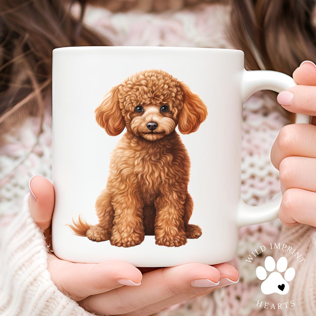 Toy Poodle Mug, Brown Poodle Mug, Sitting Poodle Mug, Cute Dog Coffee ...