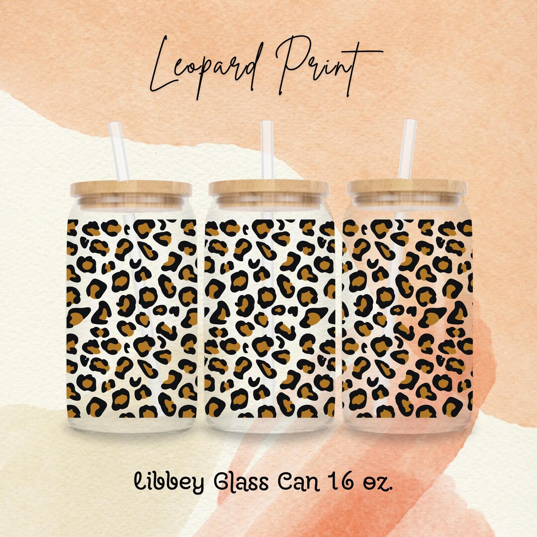 Leopard Print Libbey Glass Cup, 16oz Animal Print Drinkware - Etsy