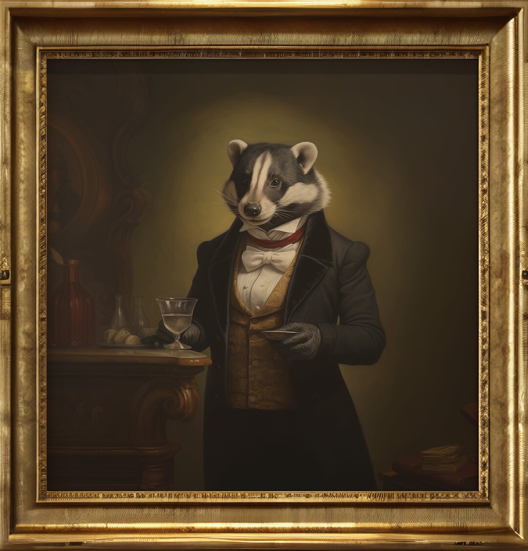 Pensive Badger Unframed Print, Badger Gift, Art Poster Print ...