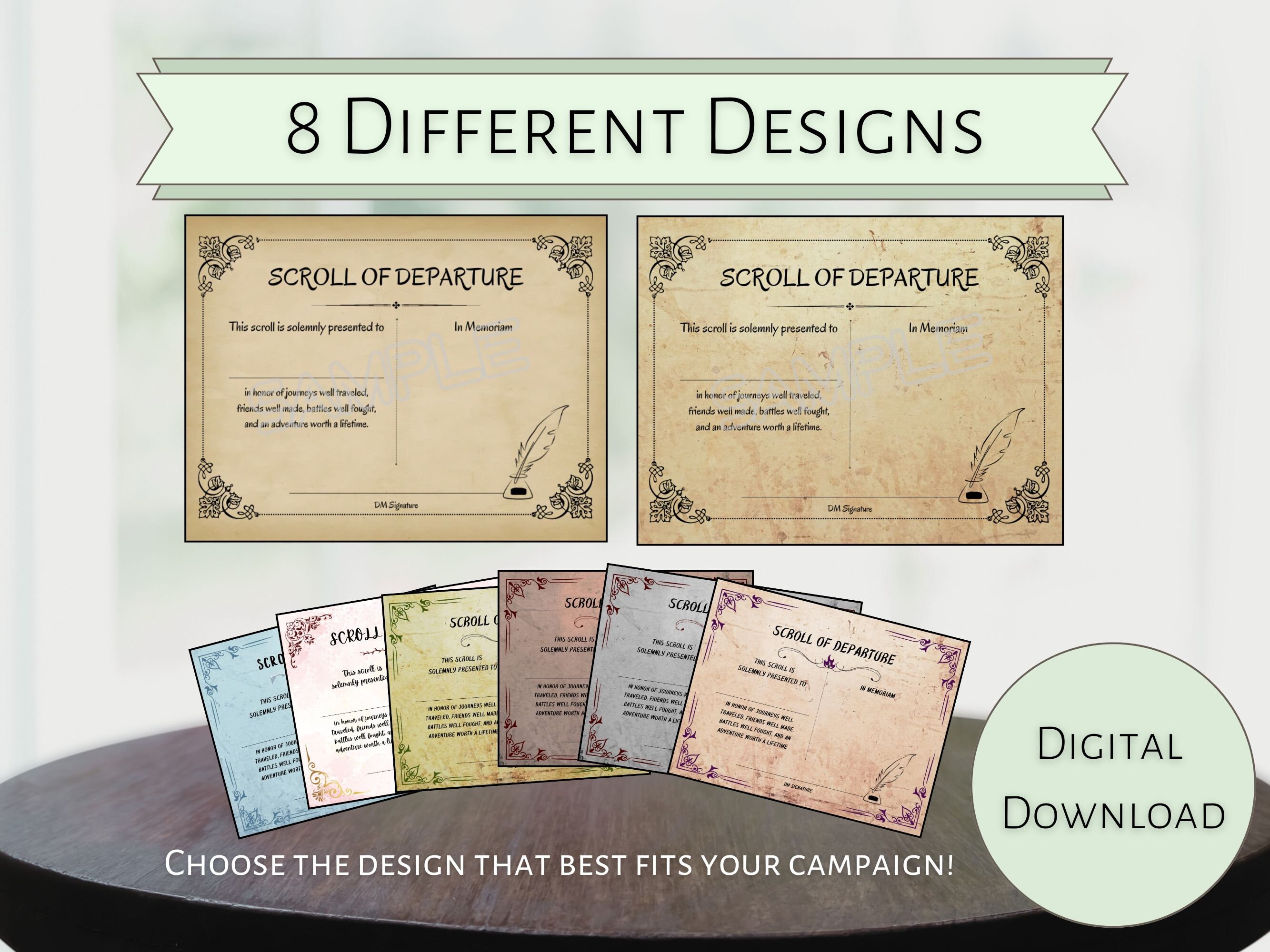 Dnd RPG Death Certificate Sheet, Player Character Demise, Scroll of ...